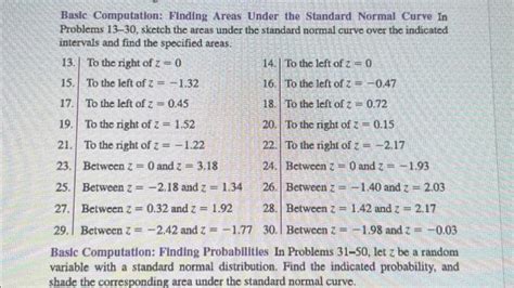 Solved Basic Computation Finding Areas Under The Standard