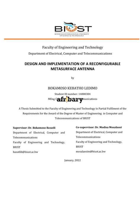 Design And Implementation Of A Reconfigurable Metasurface Antenna