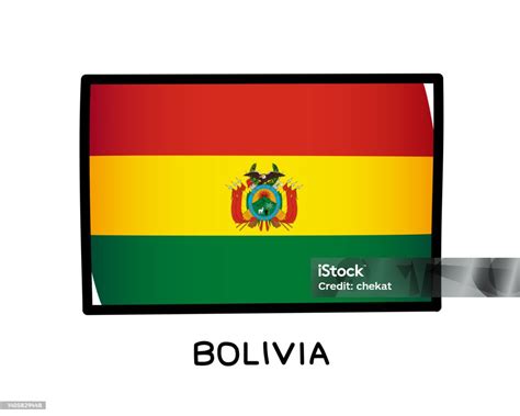 볼리비아의 국기 볼리비아 국기의 화려한 로고 빨간색 노란색 및 녹색 브러시 스트로크 손으로 그립니다 검은 윤곽선 벡터 일러스트 레이 션 0명에 대한 스톡 벡터 아트 및 기타