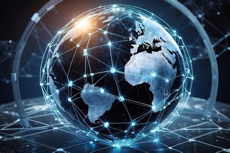 Premium Photo Secure Network Connection Technology Globe And Lock With Applications Icon