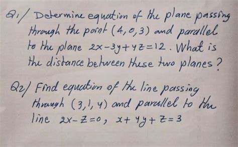 Solved 2 Determine Equation Of The Plane Passing Through