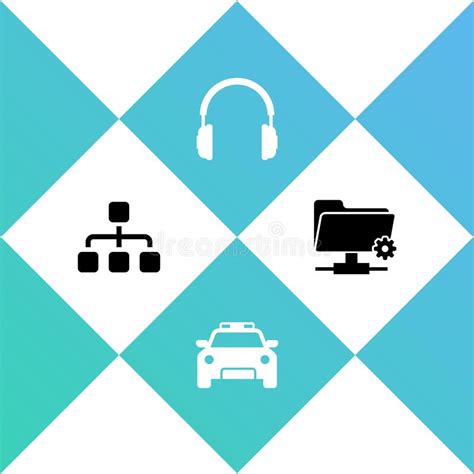 Set Hierarchy Organogram Chart Police Car And Flasher Headphones And Ftp Settings Folder Icon