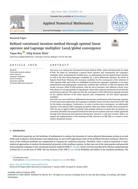 Pdf Refined Variational Iteration Method Through Optimal Linear