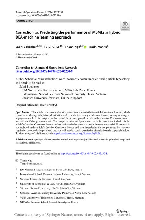 Pdf Correction To Predicting The Performance Of Msmes A Hybrid Dea Machine Learning Approach