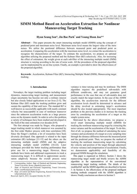 Pdf Simm Method Based On Acceleration Extraction For Nonlinear Maneuvering Target Tracking
