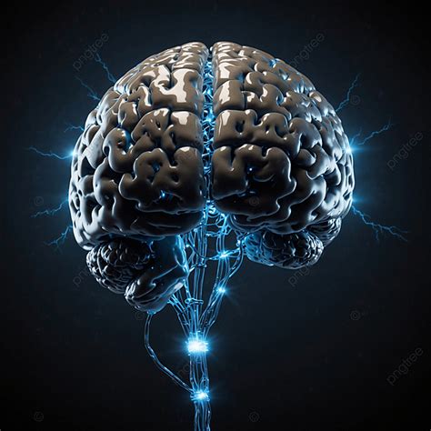 Digital Human Brain With Blue Light Emitting Background Artificial