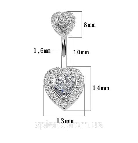 Купити Ефектна сережка для пірсингу пупка Серця рожеве золото ціна 220 ₴ Prom Ua Id