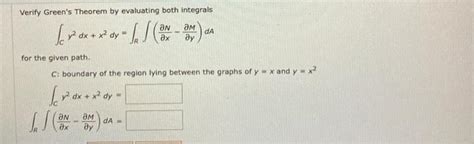 Solved Verify Green S Theorem By Evaluating Both Integrals Chegg