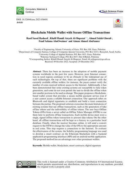 Pdf Blockchain Mobile Wallet With Secure Offline Transactions