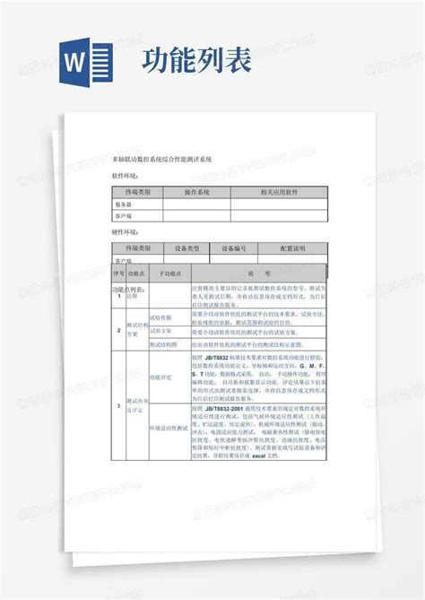 功能点列表及软件环境word模板下载 编号qpbxwbjd 熊猫办公