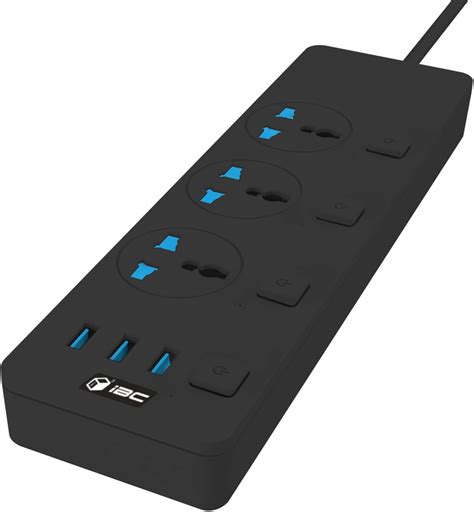 IBlockCube Extension Lead With USB Ports 3 Way Outlets 3 Ports Surge Protection Power Strip