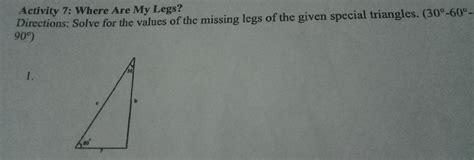 Solved Activity 7 Where Are My Legs Directions Solve For The Values