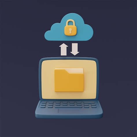 컴퓨터 온라인 데이터베이스 전송 데이터 정보최소 스타일3d 렌더링의 폴더 아이콘에 파란색 구름 기호 및 문서가 있는 클라우드