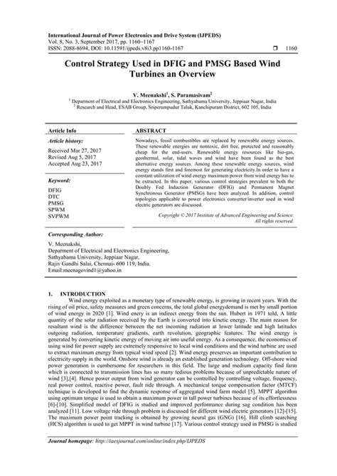 Control Strategy Used In Dfig And Pmsg Based Wind Turbines An Overview Pdf