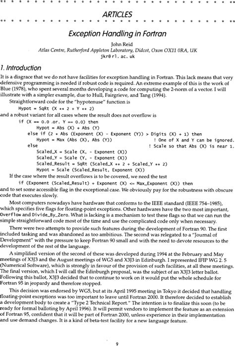 Exceptions Handling In Fortran Acm Sigplan Fortran Forum