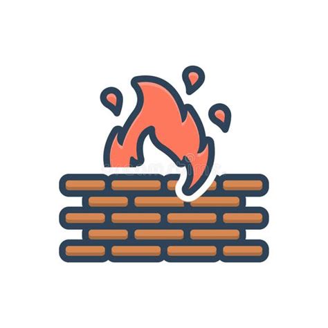 Color Illustration Icon For Firewall Fire And Security Stock Vector