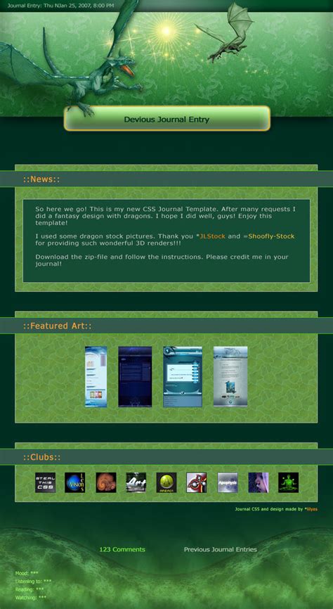 Fantasy Css Template By Lilyas On Deviantart