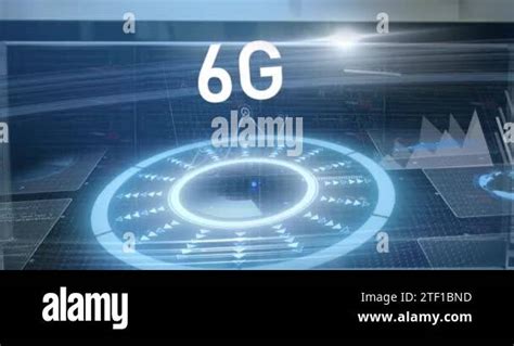 Animation Of 6g Text And Scanner Processing Data On Charts And Graphs