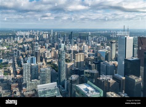 View From Observation Deck Of CN Tower Toronto Canada Stock Photo Alamy