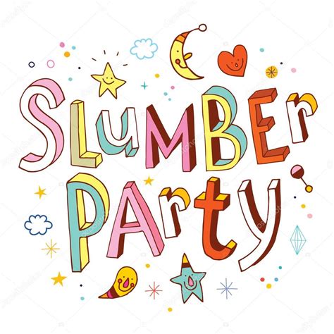 Slumber Party Hand Drawn Lettering Design — Stock Vector © Aliasching 123893090