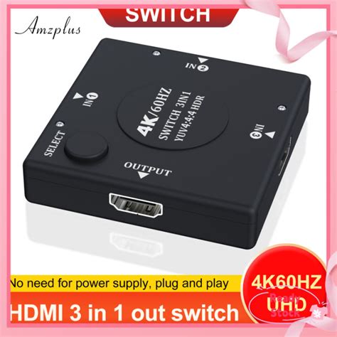 Hd Multimedia Interface Switch Adapter Hd 4k 60hz 3 In 1 Out Splitter Switcher Portable Splitter