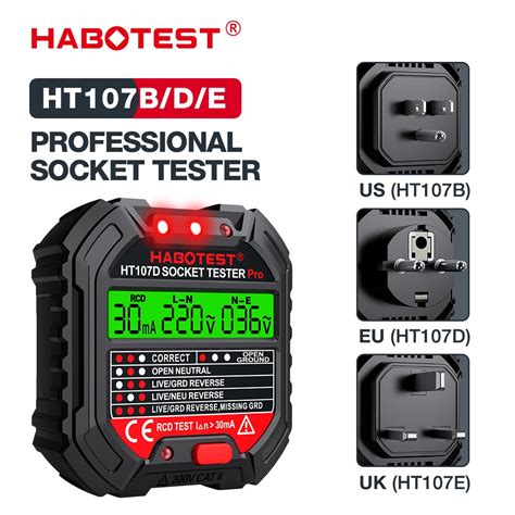 Habotest Ht107 Gfci Socket Tester Electric Leakage Finder With Voltage Display 48v 250v Outlet