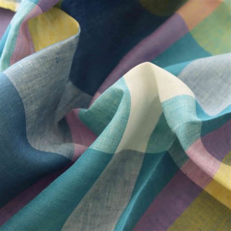 Linen Fabric With Multicolor Checks 160gsm Linencult