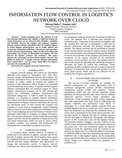 Information Flow Control In Logistics Network Over Cloud Pdf