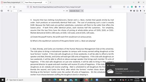 Solved Game Theory Assignmentpdf X Game Theory