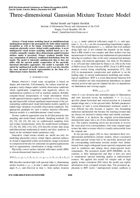 Pdf Three Dimensional Gaussian Mixture Texture Model