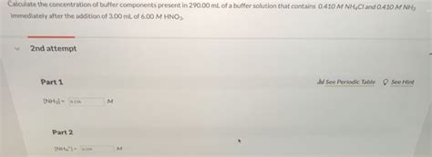 Solved Calculate The Concentration Of Buffer Components Chegg