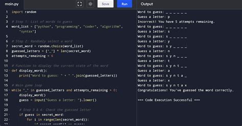 Word Guessing Game In Python