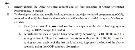 Solved I Briefly Explain The Object Oriented Concept And