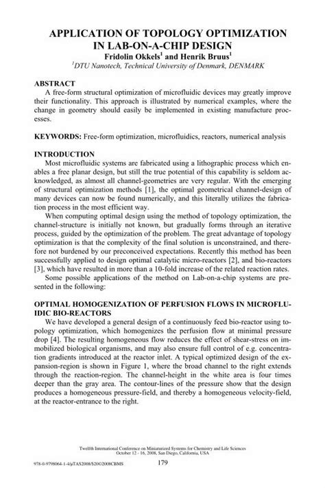 Pdf M47a Application Of Topology Optimization In Lab On A Chip Design