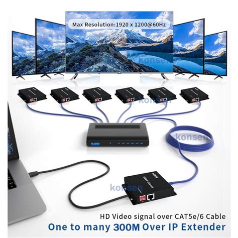 M HDMI Extender Over IP RJ Cat Cable P HDMI To Ethernet Network Extender Support One