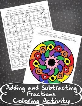 Adding And Subtracting Fractions Coloring Activity Distance Learning
