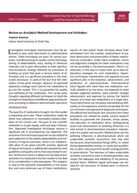 Analytical Method Development Pdf 89974 Review On Analytical Method Development And Validation