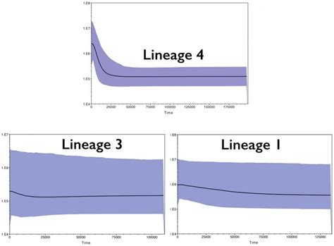 Bayesian Skyline Plot Of Three Mitochondrial Lineages Of The Four Eyed