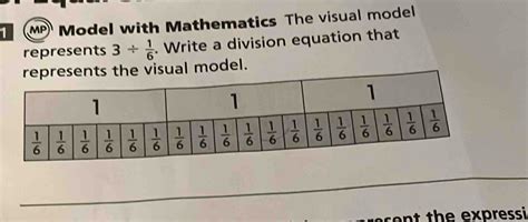Solved 1 Mp Model With Mathematics The Visual Model Represents 3 1 6 Write A Division Equati