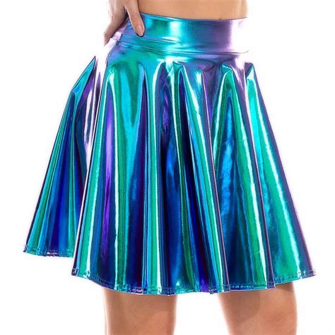 Summer Sexy Laser High Waist Pu Leather Mini Skirt Club Party Dance
