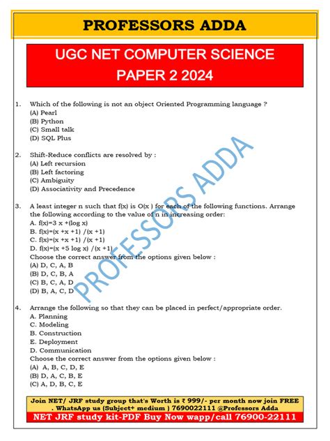 Ugc Net Pyq Computer Science Paper 2 June 2024 Pdf Internet Protocols Computing