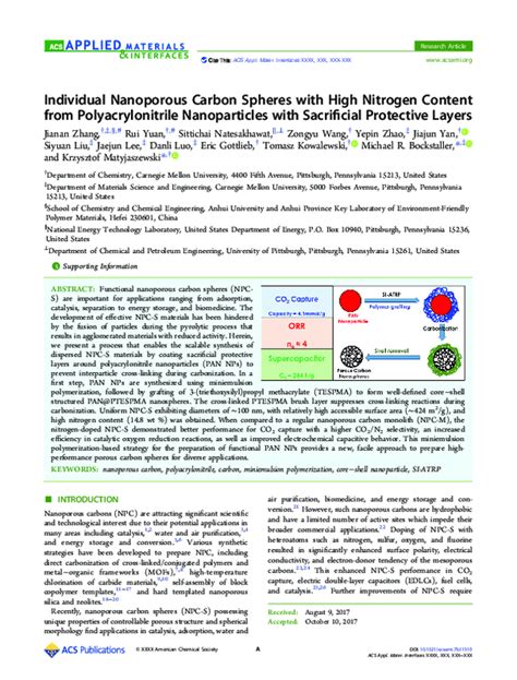 Pdf Individual Nanoporous Carbon Spheres With High Nitrogen Content