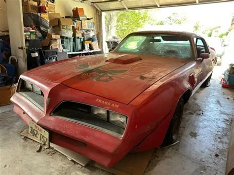 1977 Firebird Trans Am 6 6 Liter V8 73 093 Miles Red With Firebird Decal For Sale