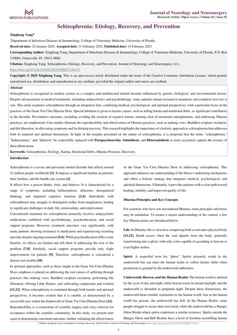 Pdf Schizophrenia Etiology Recovery And Prevention