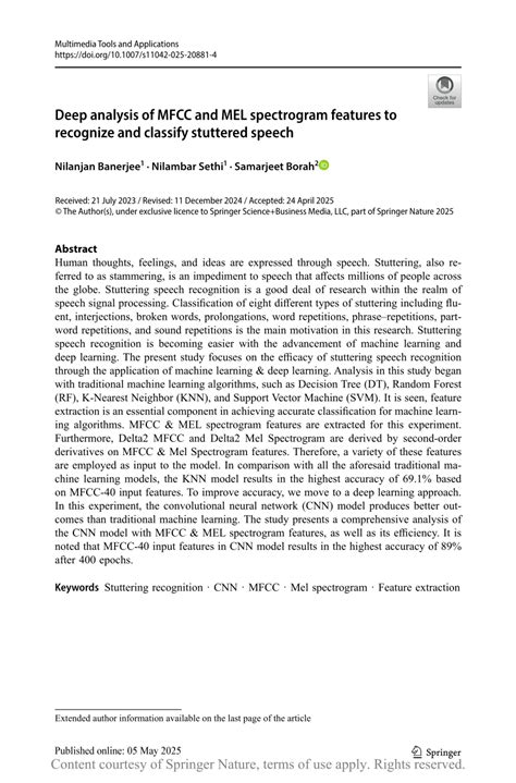 deep analysis of mfcc and mel spectrogram features to recognize and