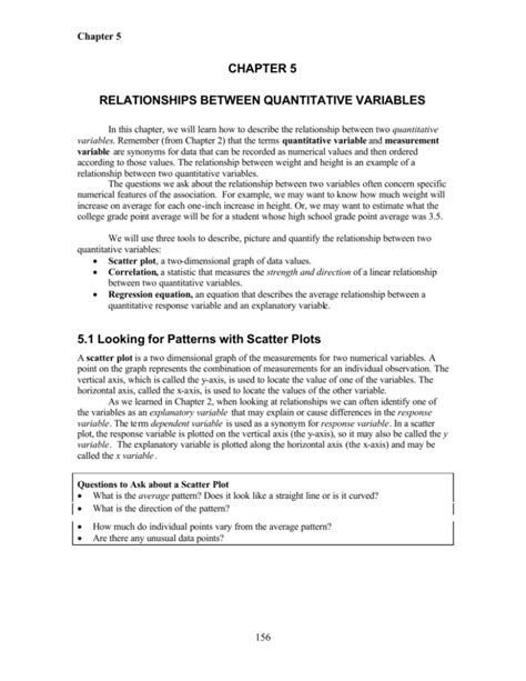 Chapter 5 Relationships Between Quantitative Variables