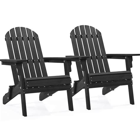 Alden Design Fir Metal Adirondack Chairs Set Of 2 Black