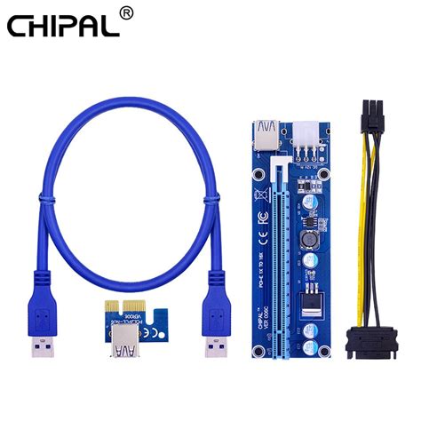 Райзер для видеокарты Chipal Ver006c 006c Molex Riser Pci E удлинитель плата расширения Pci