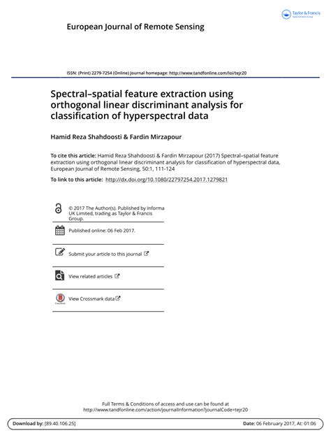 pdf spectral spatial feature extraction using orthogonal linear