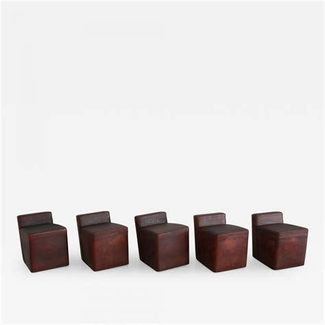 Italian Leather Cubic Stools Pouf